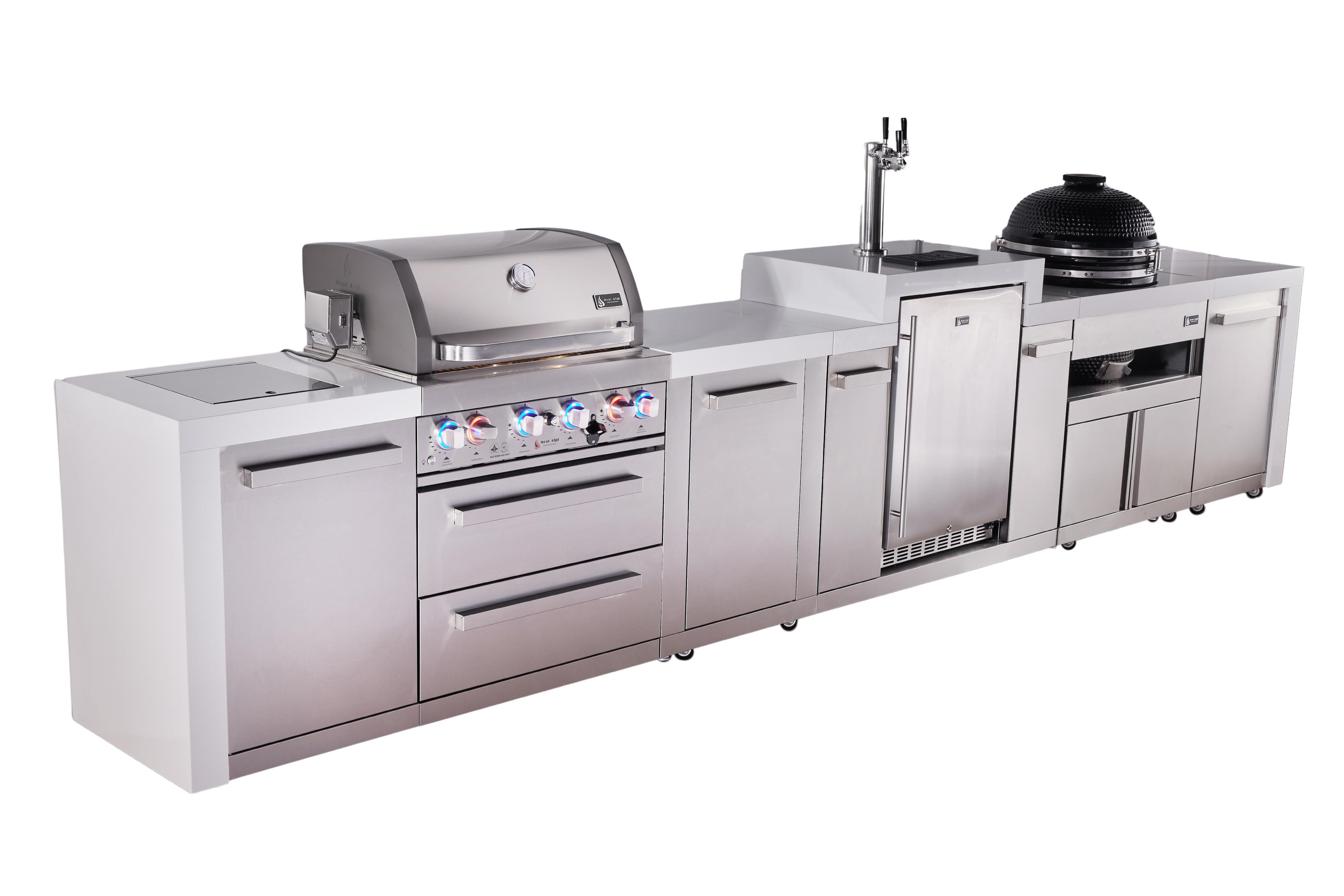 Mont Alpi 4-burner 155" Stainless Steel Island Modular Outdoor Kitchen Island Bbq Gas Grill ...